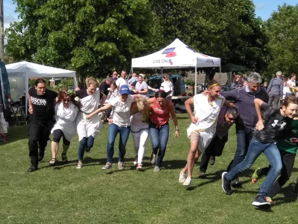 richard and panda chariot racing - Edington Wiltshire